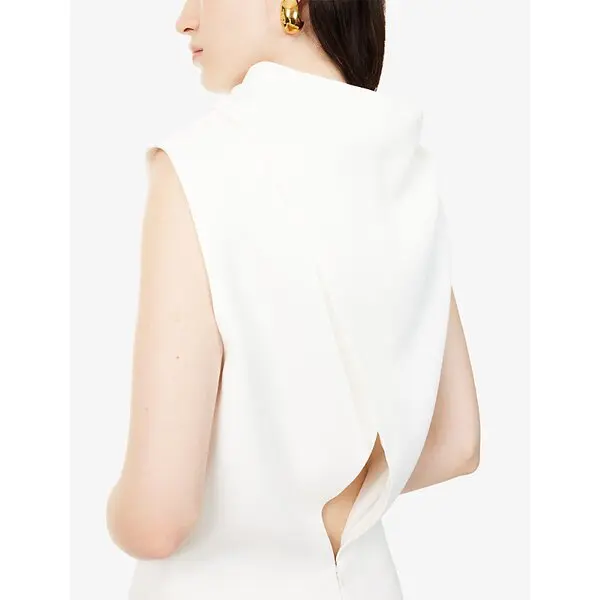 Khaite Astor Draped Neck Woven Mini Dress