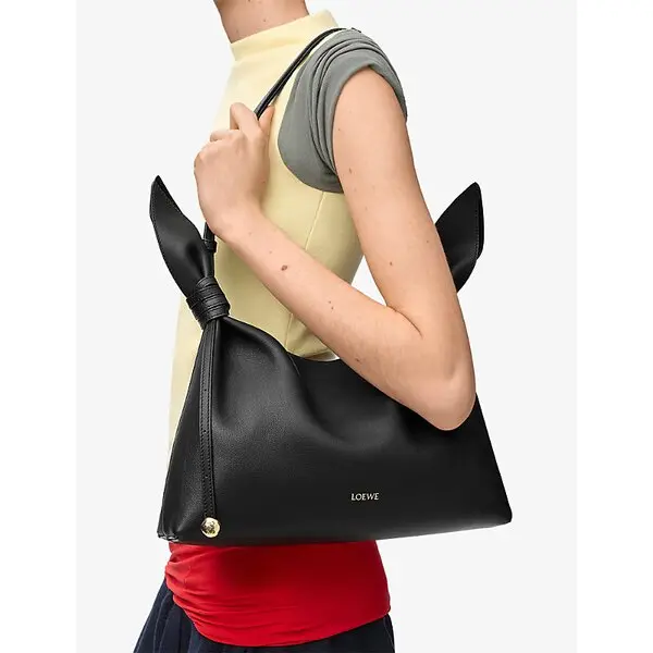 Loewe Scarf Medium Leather Clutch Bag - Black
