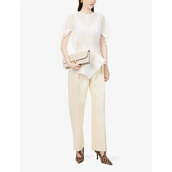 Khaite Rumi Peplum Silk-organza Top - Chalk