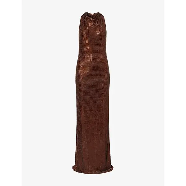 SELF-PORTRAIT Racer-back Embellished Maxi Dress