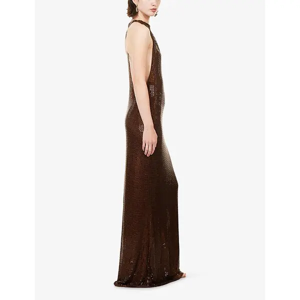 SELF-PORTRAIT Racer-back Embellished Maxi Dress
