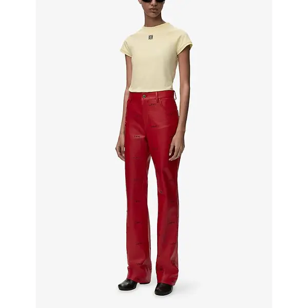 Loewe Logo-embroidered Slim-fit Knitted T-shirt - Light Yellow