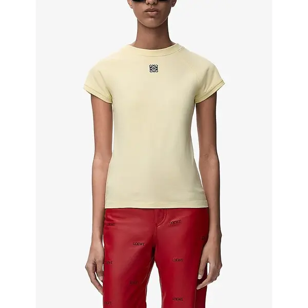 Loewe Logo-embroidered Slim-fit Knitted T-shirt - Light Yellow