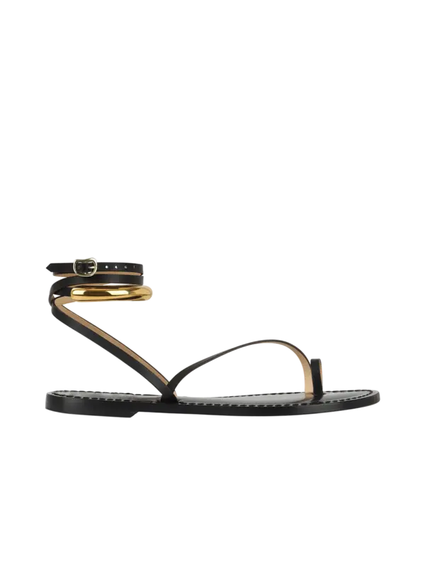 AMANU The Kalahari Sandal With Gold Tone Ankle Cuff - Black