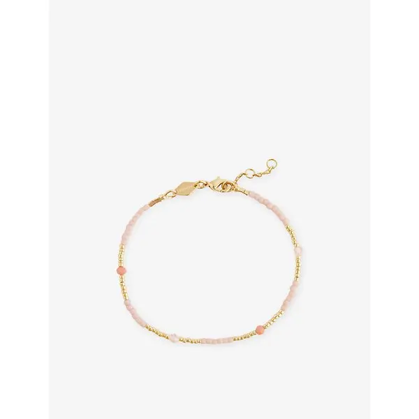 Anni Lu 18ct Gold-plated Brass And Jade Glass Bead Bracelet - Pink Sand