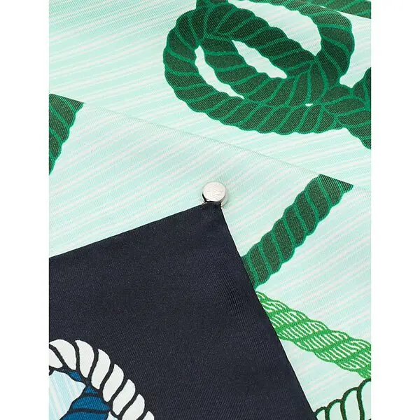 Loewe Double L-pattern Silk Square Scarf - Navy/green