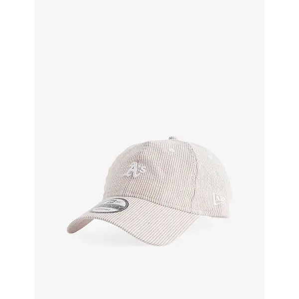 New Era 9twenty Athletics Mlb Seersucker Baseball Cap - Stone/white