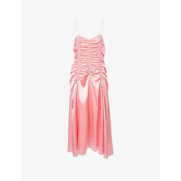 Khaite Raina Ruched Silk Midi Dress