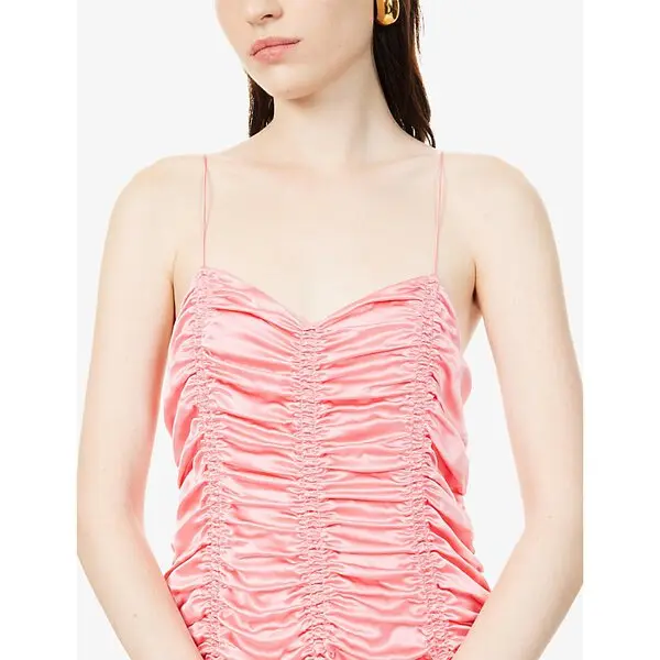 Khaite Raina Ruched Silk Midi Dress