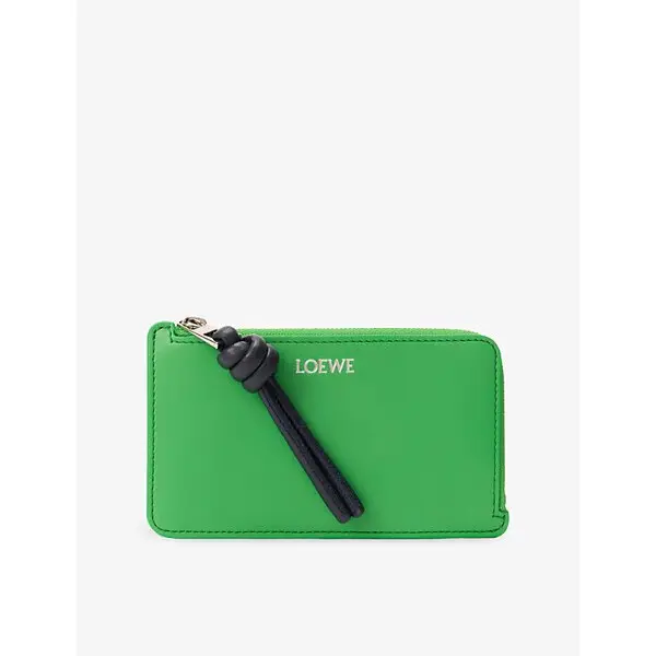 Loewe Knot Coin Leather Card Holder - Clover Deep Navy