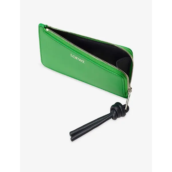 Loewe Knot Coin Leather Card Holder - Clover Deep Navy
