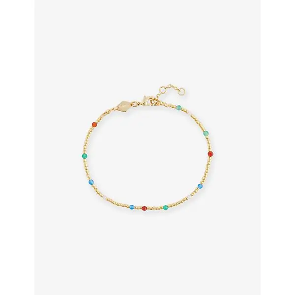 Anni Lu 18ct -plated Brass, Agate And Rose Quartz Glass Bead Bracelet - Gold