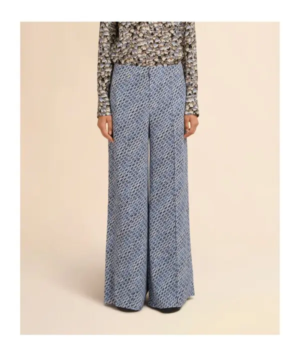 Marni Criss Cross Print Crêpe De Chine Wide-leg Trousers