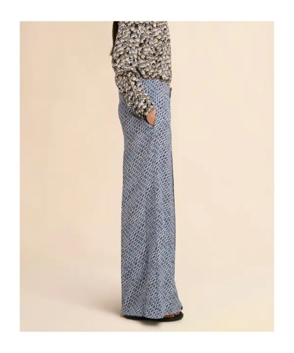 Marni Criss Cross Print Crêpe De Chine Wide-leg Trousers