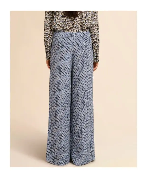 Marni Criss Cross Print Crêpe De Chine Wide-leg Trousers