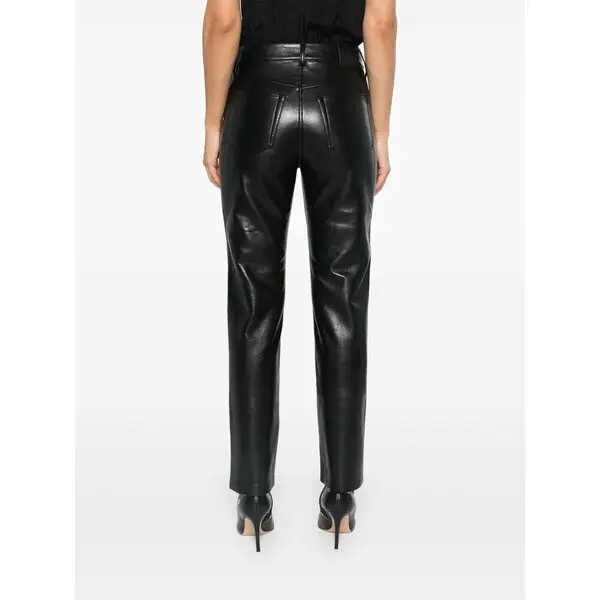 ANINE BING Bruno Straight Leg Faux Leather Trousers