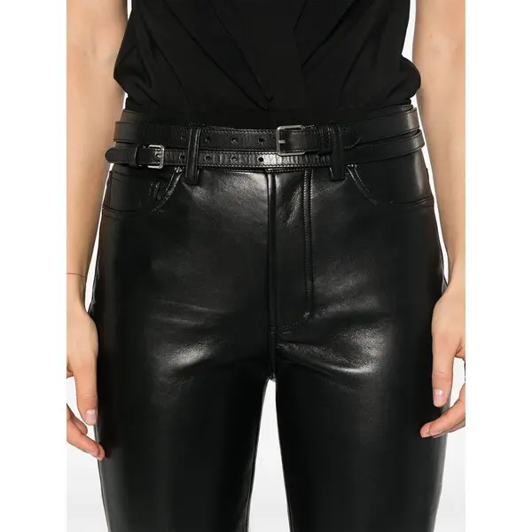 ANINE BING Bruno Straight Leg Faux Leather Trousers