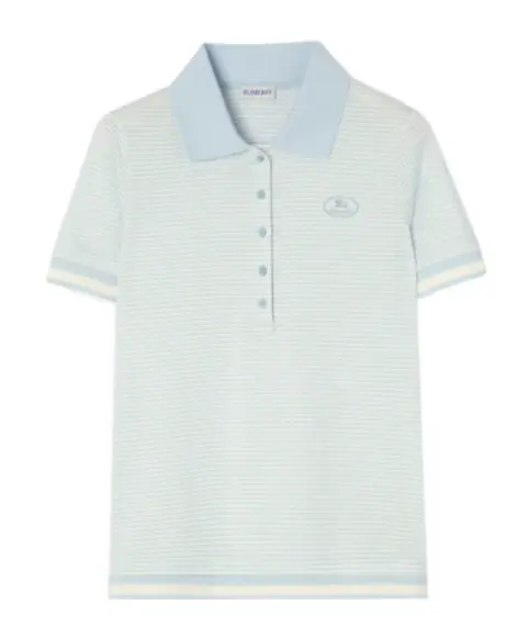 Burberry Striped Cotton Polo Shirt - Glacier Blue