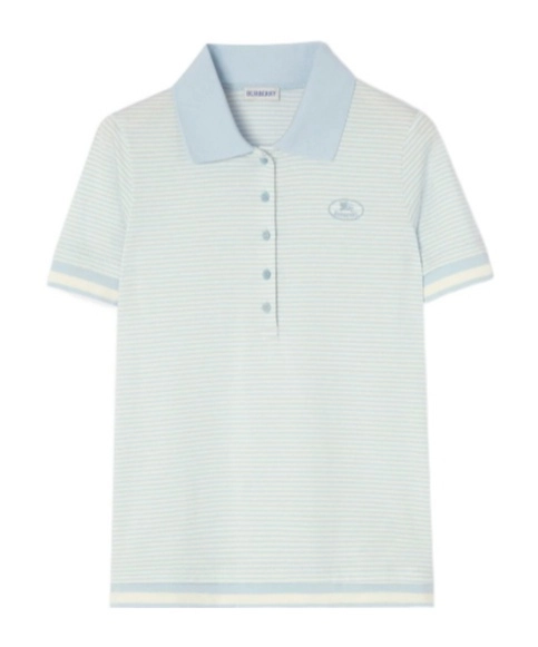 Burberry Striped Cotton Polo Shirt - Glacier Blue