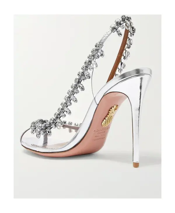 AQUAZZURA Crystal Embellished High Heel Sandals - White