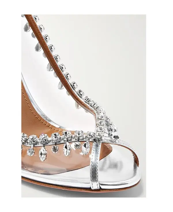AQUAZZURA Crystal Embellished High Heel Sandals - White