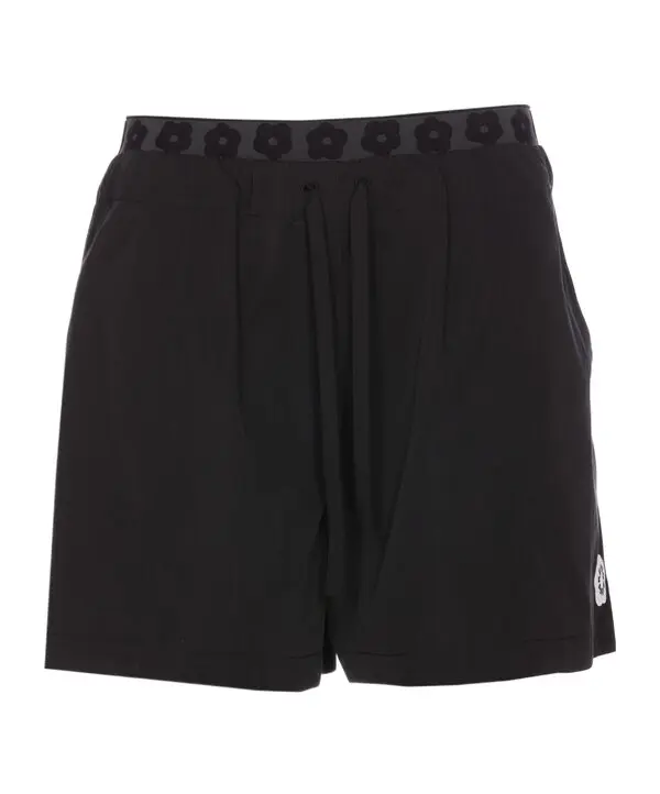 Kenzo Boke Flower Embroidered Drawstring Shorts - Black
