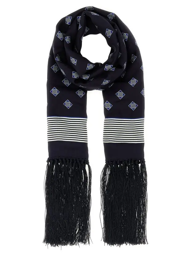 BODE Printed Silk Scarf - Blue