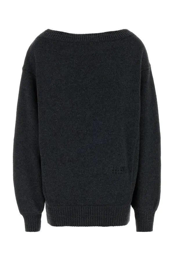 MAISON MARGIELA Dark Wool Blend Mini Sweater Dress - Grey