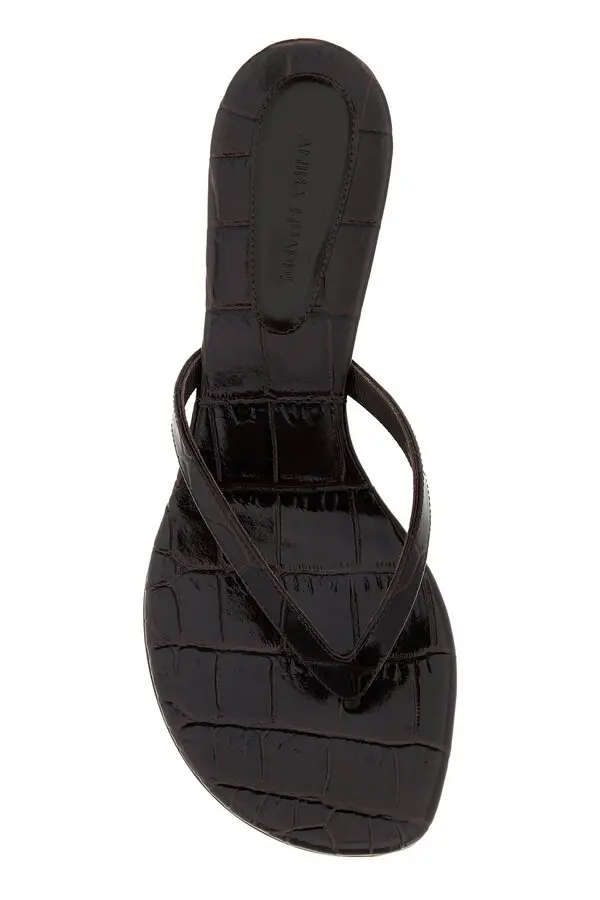 Amina Muaddi Juliette Thong Mules In Croc-embossed Leather