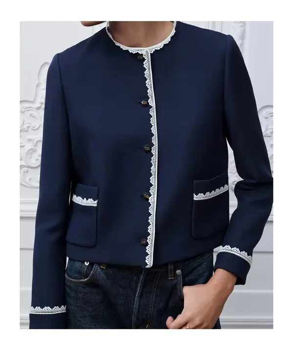 Dior Cropped Jacket With Lace Trim