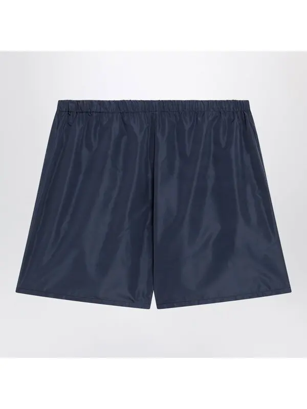 Miu Miu Technical Fabric Bermuda Shorts With Drawstring Waist - Navy Blue