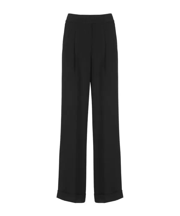 Peserico Wide Leg Pleated Pants - Black