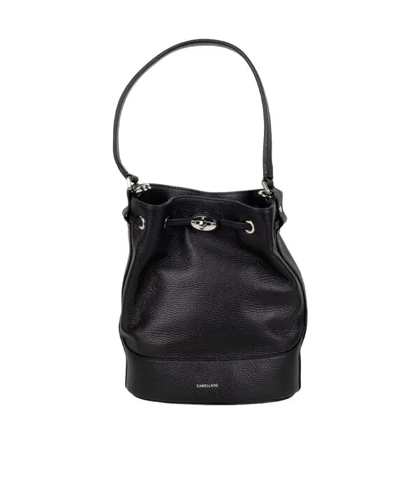 ZANELLATO Small Monda Grained Leather Bucket Bag - Black