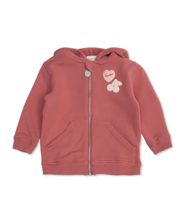 Bonpoint Cherry Detailed Zipped Hoodie - Pink