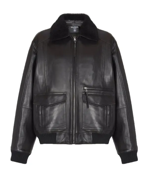 Balmain Aviator Zip-up Bomber Jacket - Black