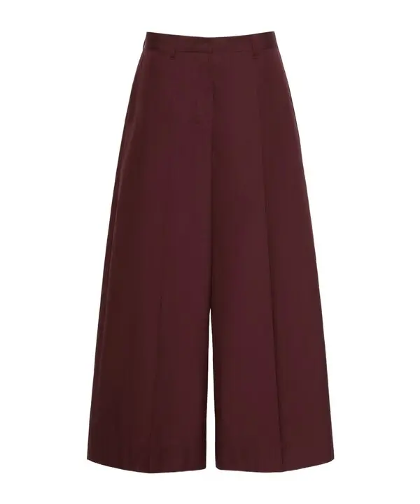 Max Mara Cotton Poplin Wide Leg Trousers - Deep Red