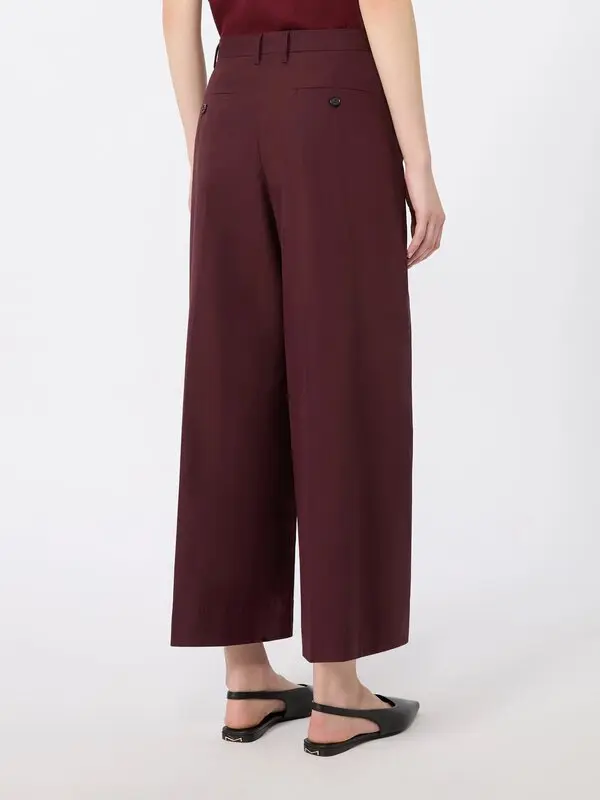 Max Mara Cotton Poplin Wide Leg Trousers - Deep Red