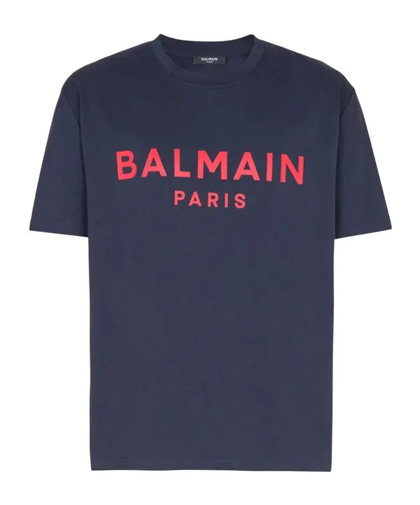Balmain Logo Printed Crewneck T-shirt - Black