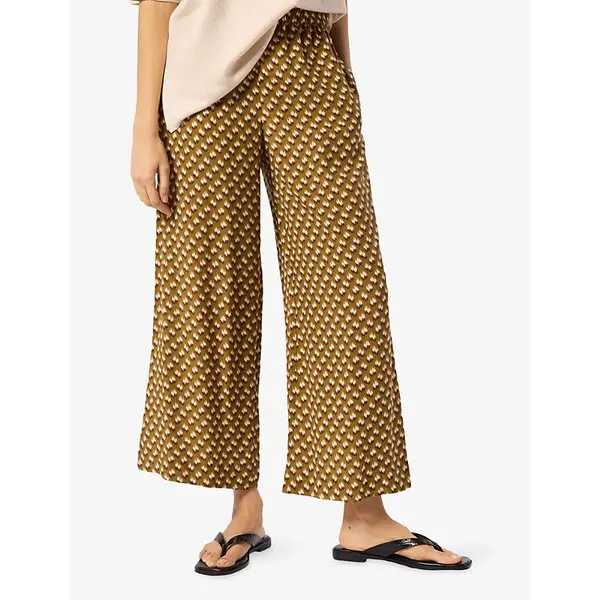 Whistles Cropped Woven Trousers With Ikat Spot Print