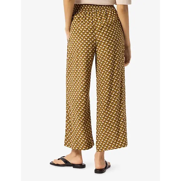 Whistles Cropped Woven Trousers With Ikat Spot Print
