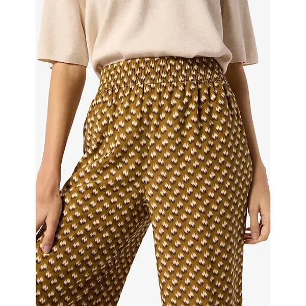 Whistles Cropped Woven Trousers With Ikat Spot Print