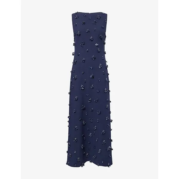 Simkhai Claudia Jewel-embellished Woven Midi Dress - Midnight