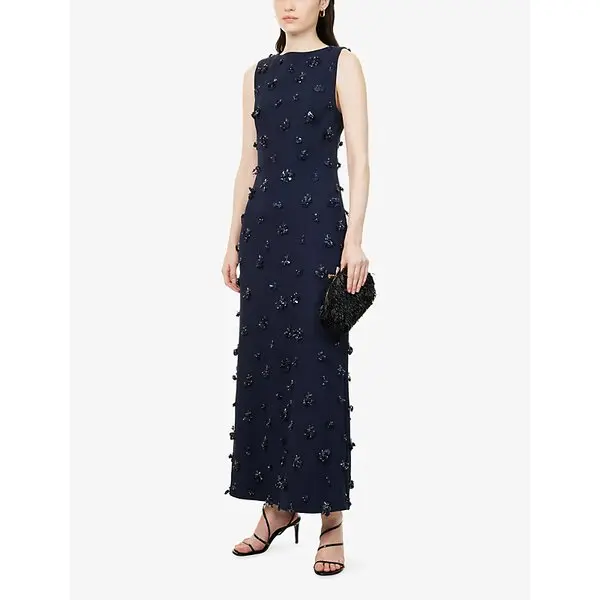 Simkhai Claudia Jewel-embellished Woven Midi Dress - Midnight