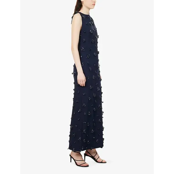 Simkhai Claudia Jewel-embellished Woven Midi Dress - Midnight
