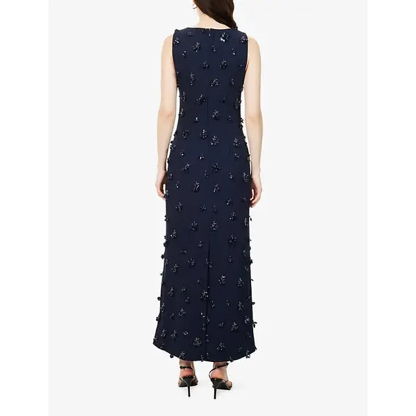 Simkhai Claudia Jewel-embellished Woven Midi Dress - Midnight