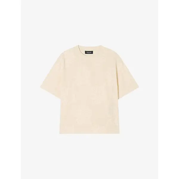 Whistles Textured Floral-print Cotton-jersey Top - Cream
