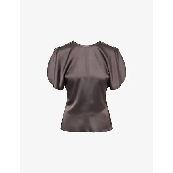 Victoria Beckham Bela Open-sleeve Satin Top - Ore