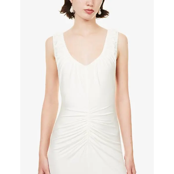SELF-PORTRAIT Low-back Ruched Jersey Maxi Dress
