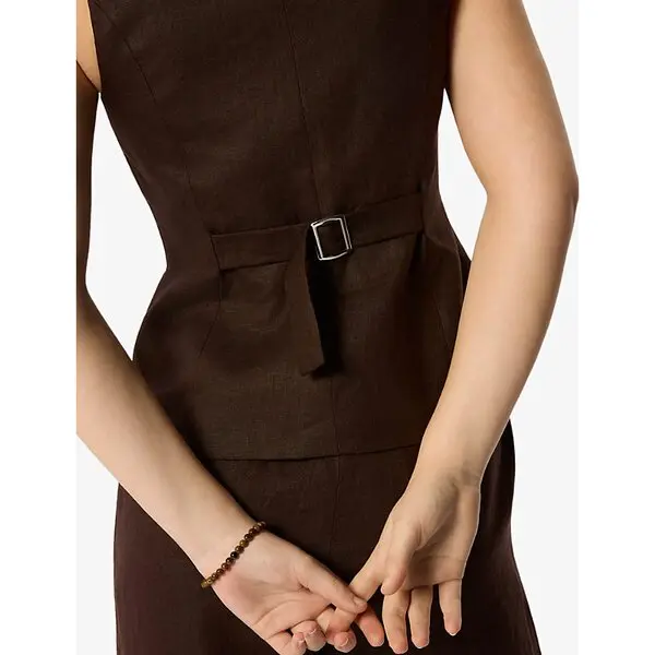 Whistles Square Neck Button-down Linen Waistcoat