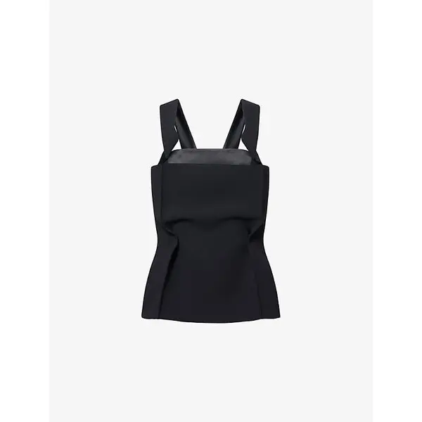 Khaite Yasmina Boned Woven Top - Black